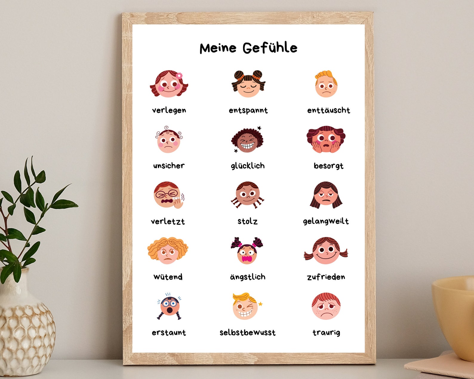 Feelings Poster, Emotions Poster, Montessori Poster German, Children's Room Poster Digital ...