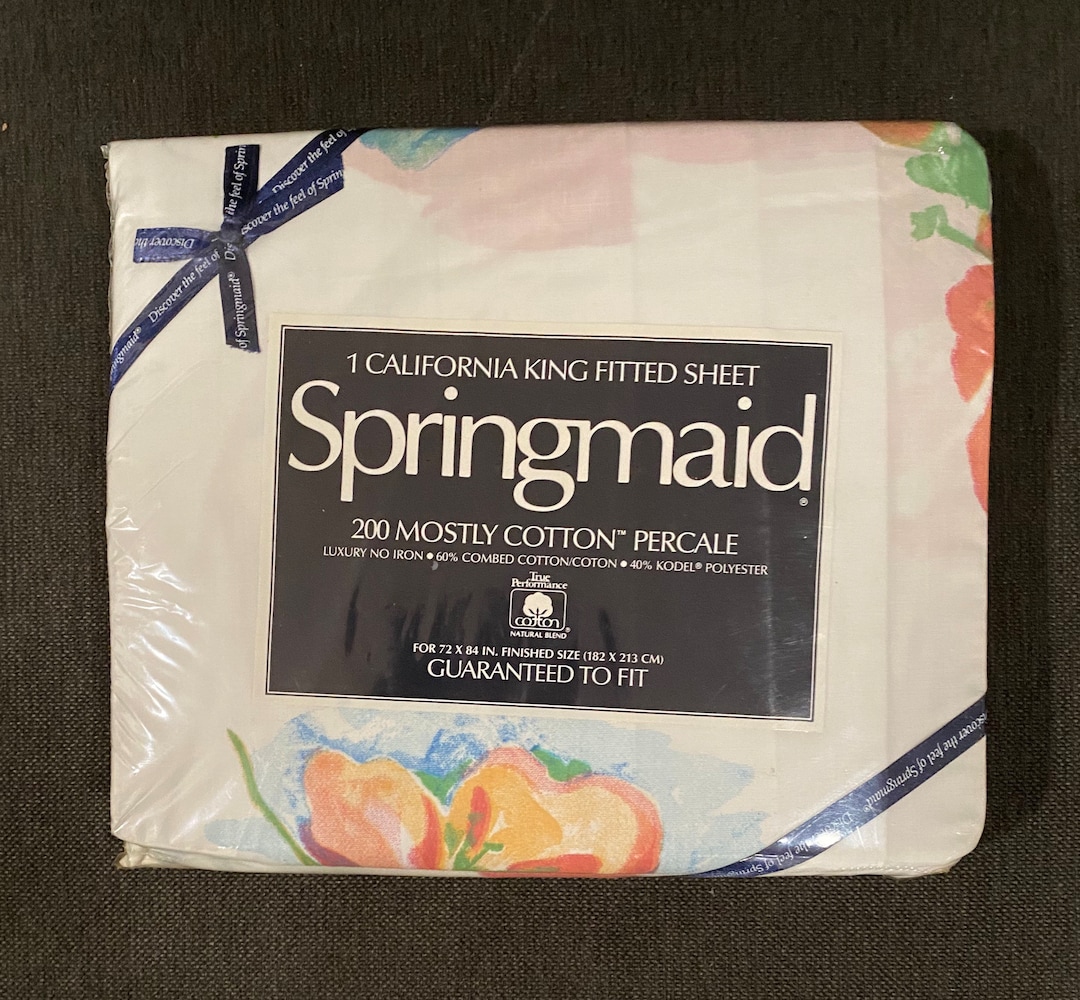 Vintage Springmaid California King Fitted Sheet Spring Morning Pattern ...