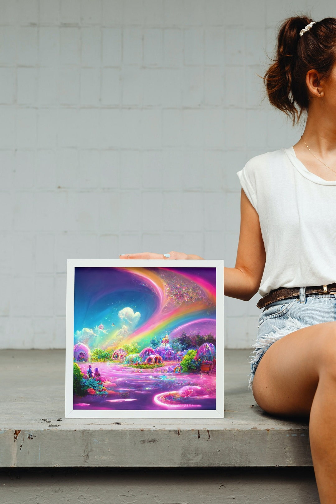 90s Aesthetic Dayglo Rainbow Landscape Art Print. Colorful Day Glo ...