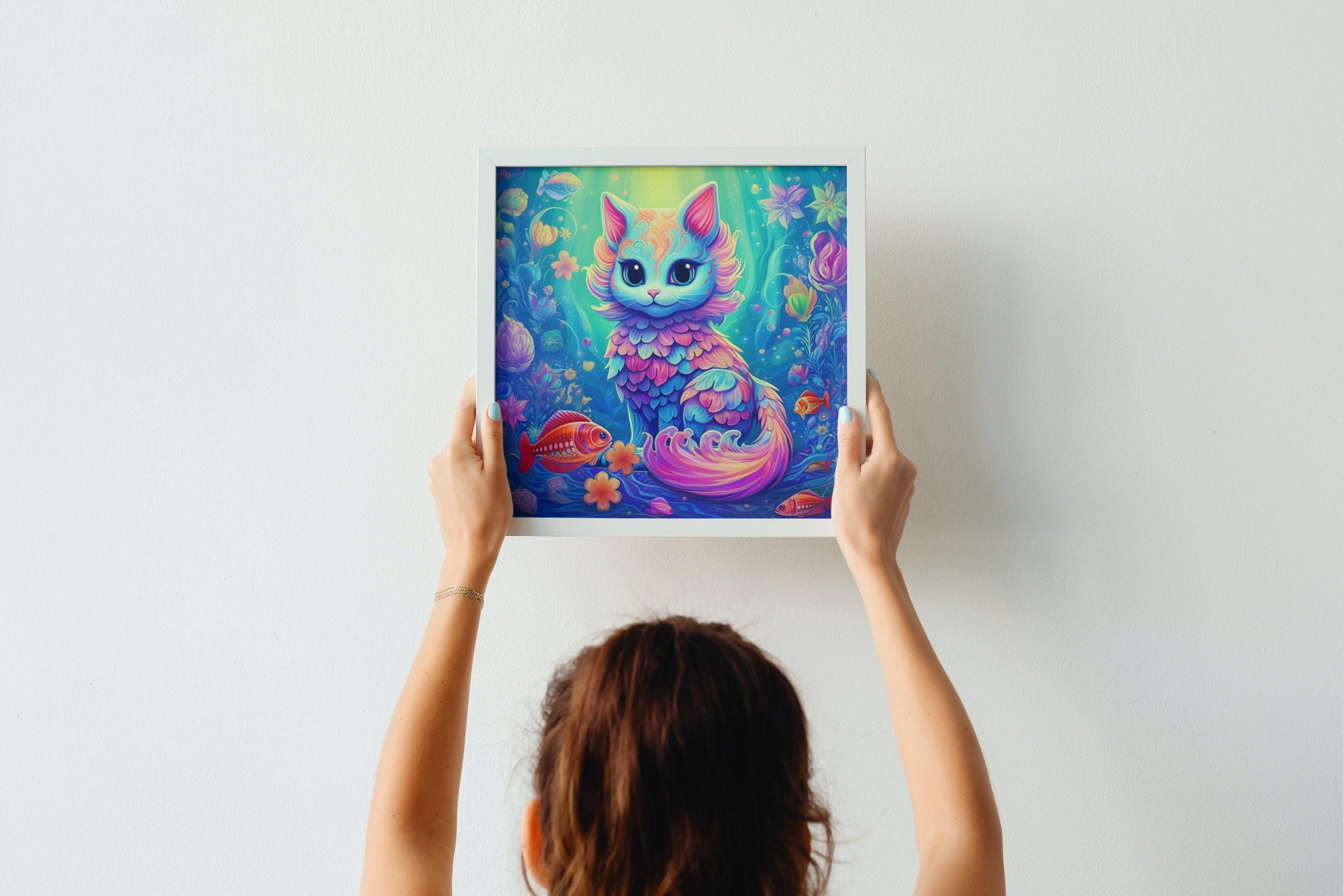 Cute Mercat Mermaid Art Print. Under the Sea Ocean Themed Wall Decor ...