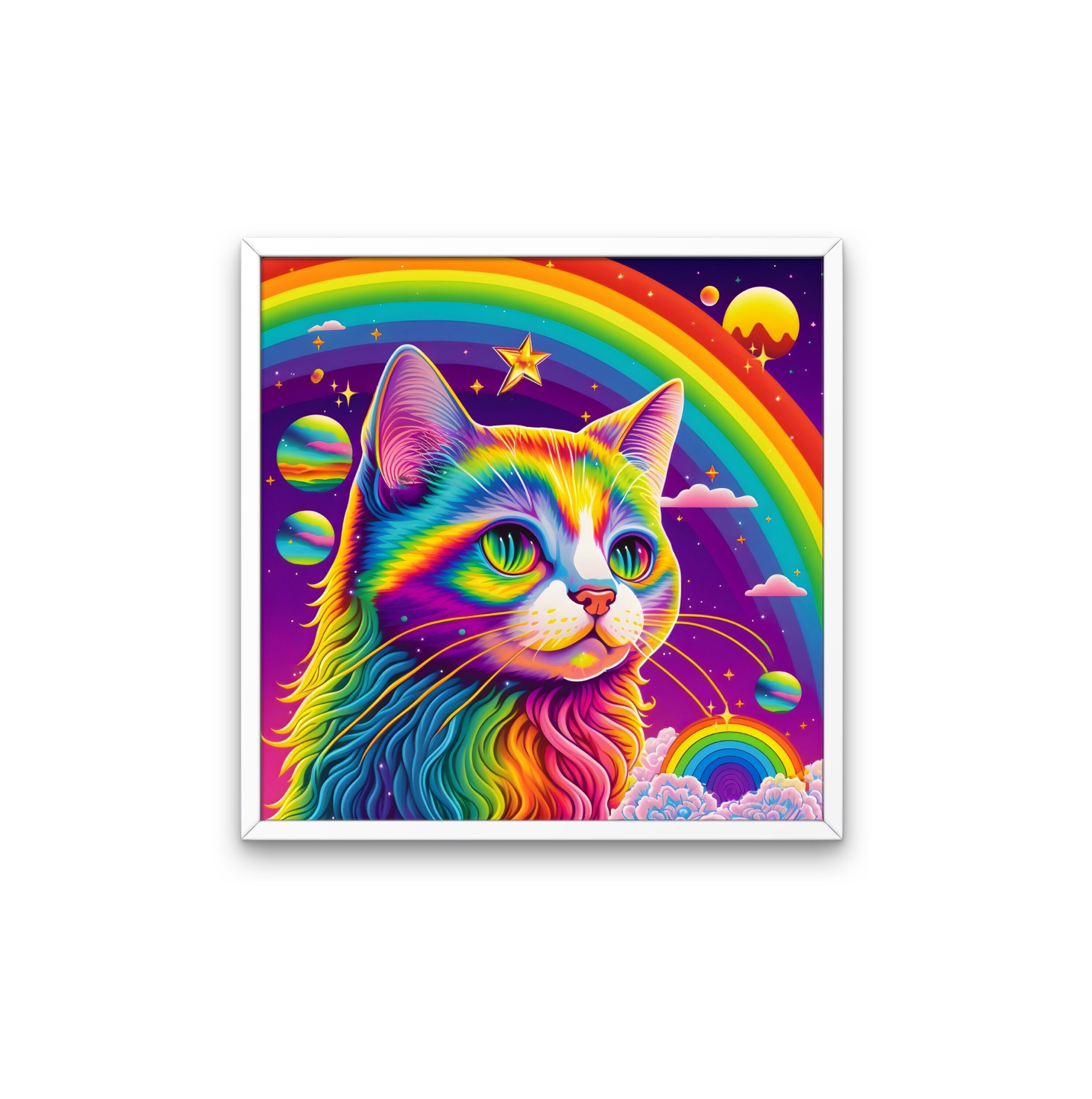Rainbow-colored Cat in Space Art Print Cat Person Gift - Etsy