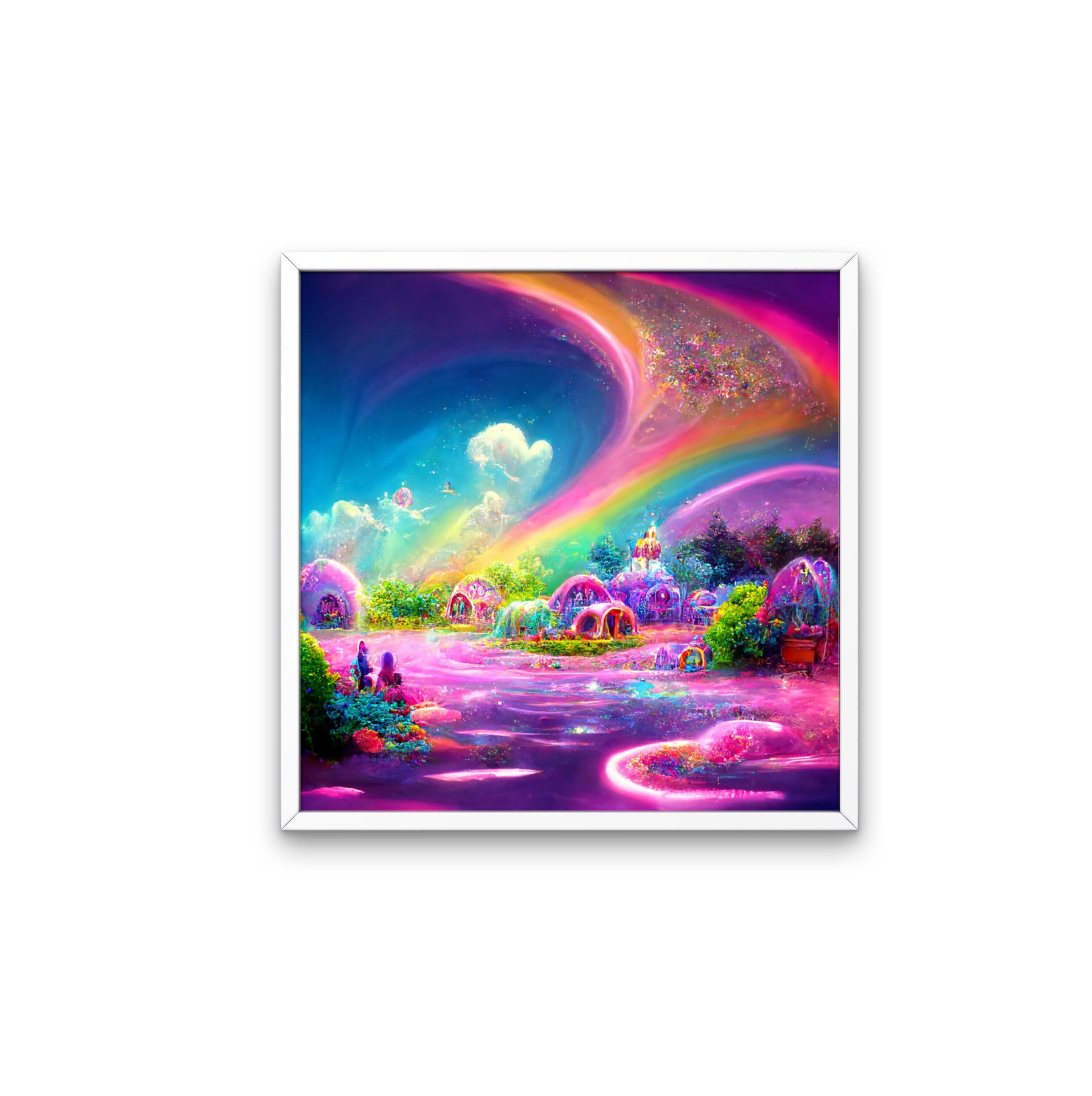 90s Aesthetic Dayglo Rainbow Landscape Art Print. Colorful Day Glo ...