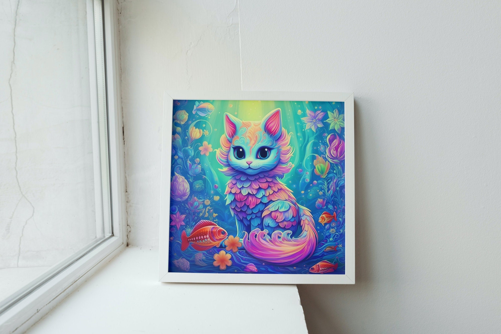 Cute Mercat Mermaid Art Print. Under the Sea Ocean Themed Wall Decor ...