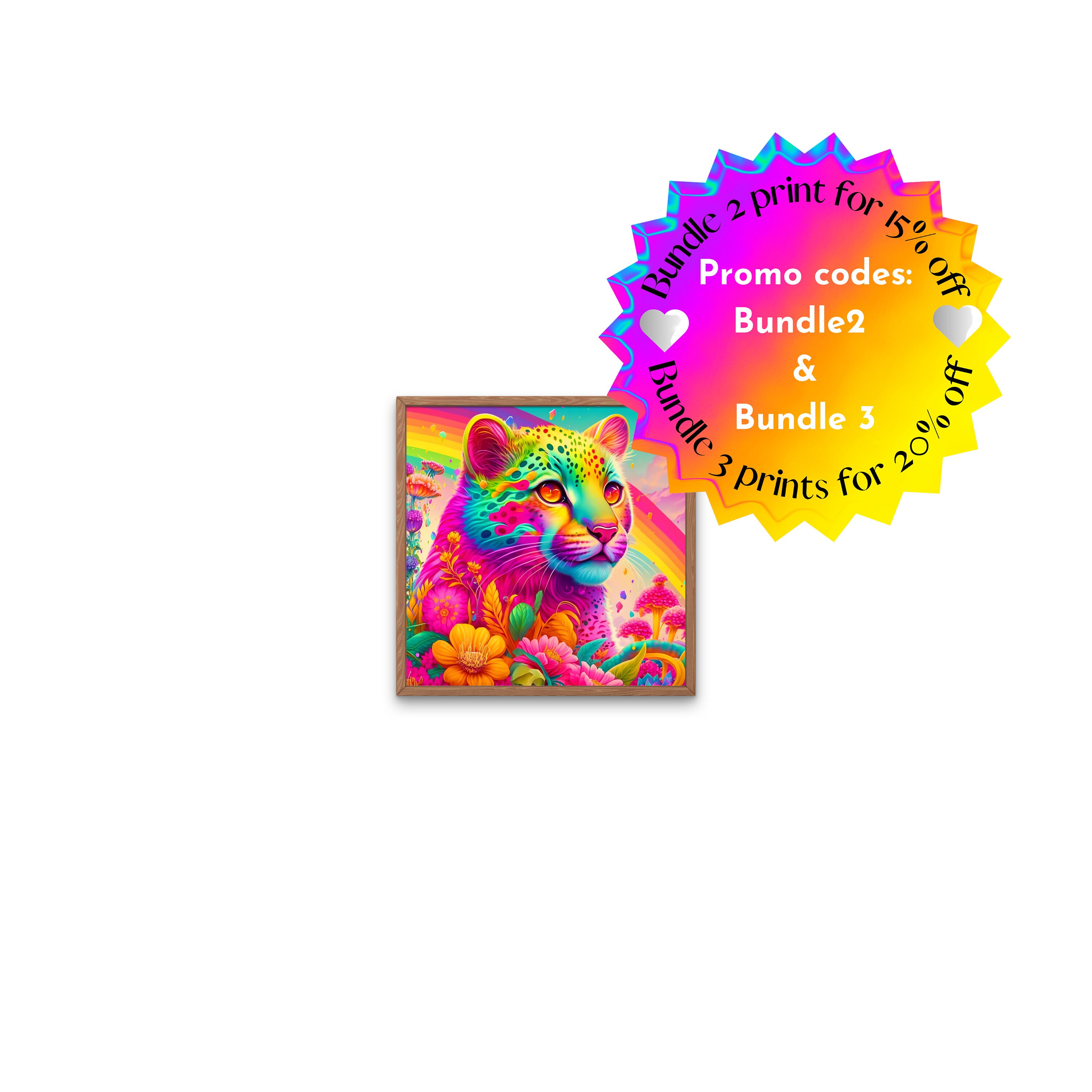 Rainbow Colored Cheetah Retro 90s Girly Aesthetic Art Print. 1990s ...