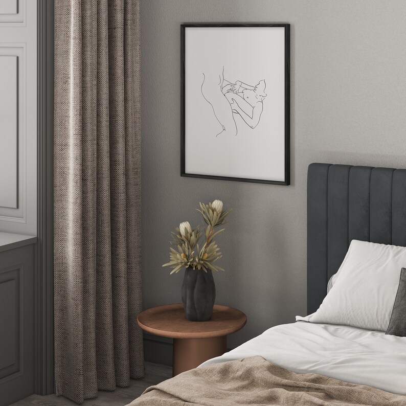 Sensual Naked Couple Wall Art Print, Abstract Sex Figure Kinky Erotic ...