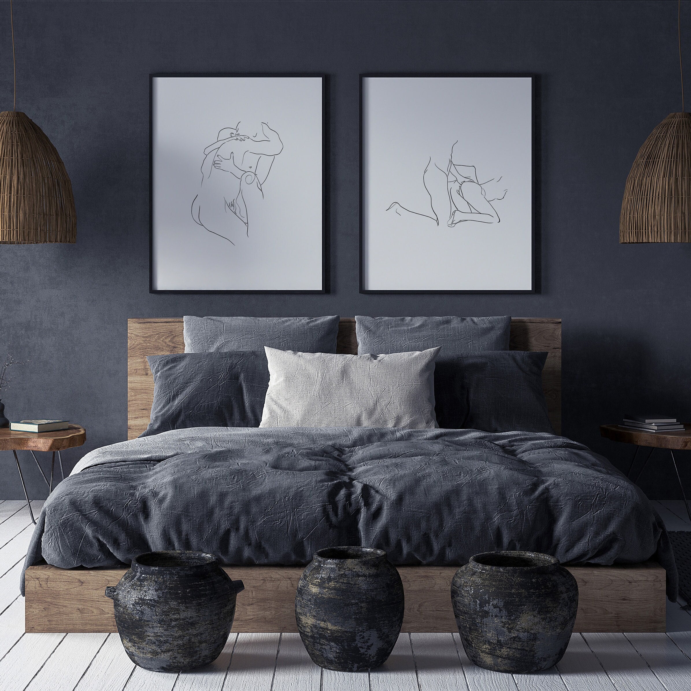 Erotic Naked Couple Sensual Art, Kinky Nude Butt Spanking Poster ...