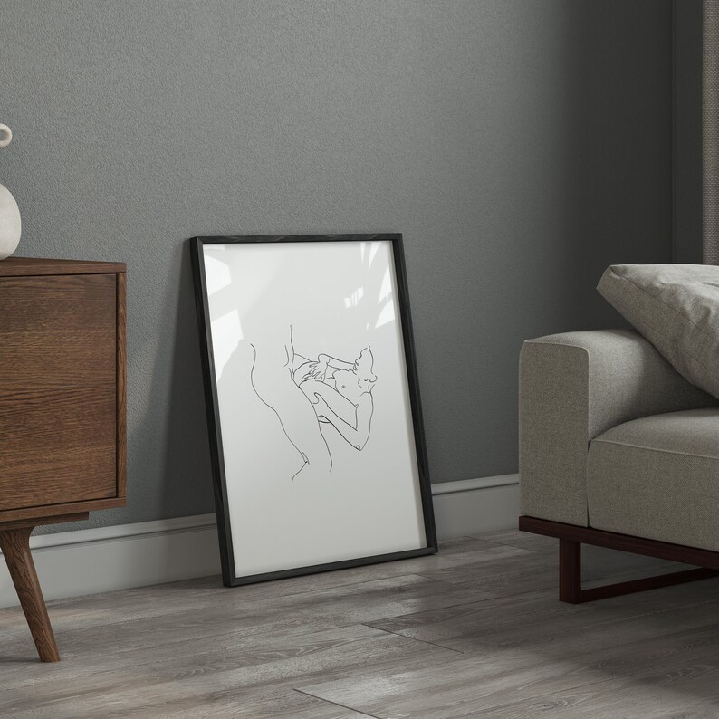 Sensual Naked Couple Wall Art Print, Abstract Sex Figure Kinky Erotic ...