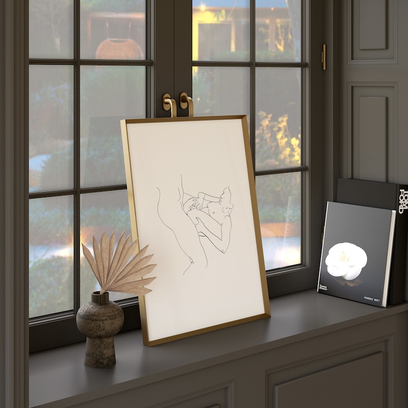 Sensual Naked Couple Wall Art Print, Abstract Sex Figure Kinky Erotic ...