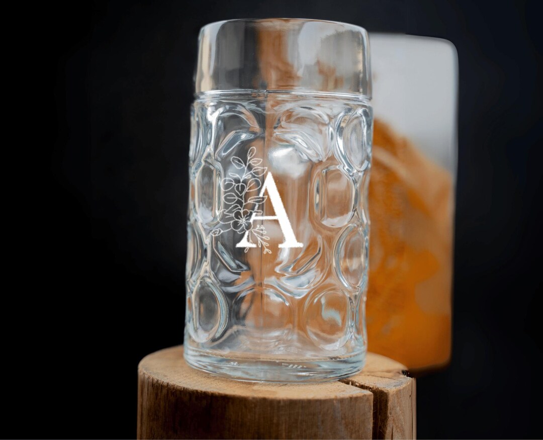 Personalized and Hand-engraved 1l Beer Mug With Flowery Letters. Gift ...
