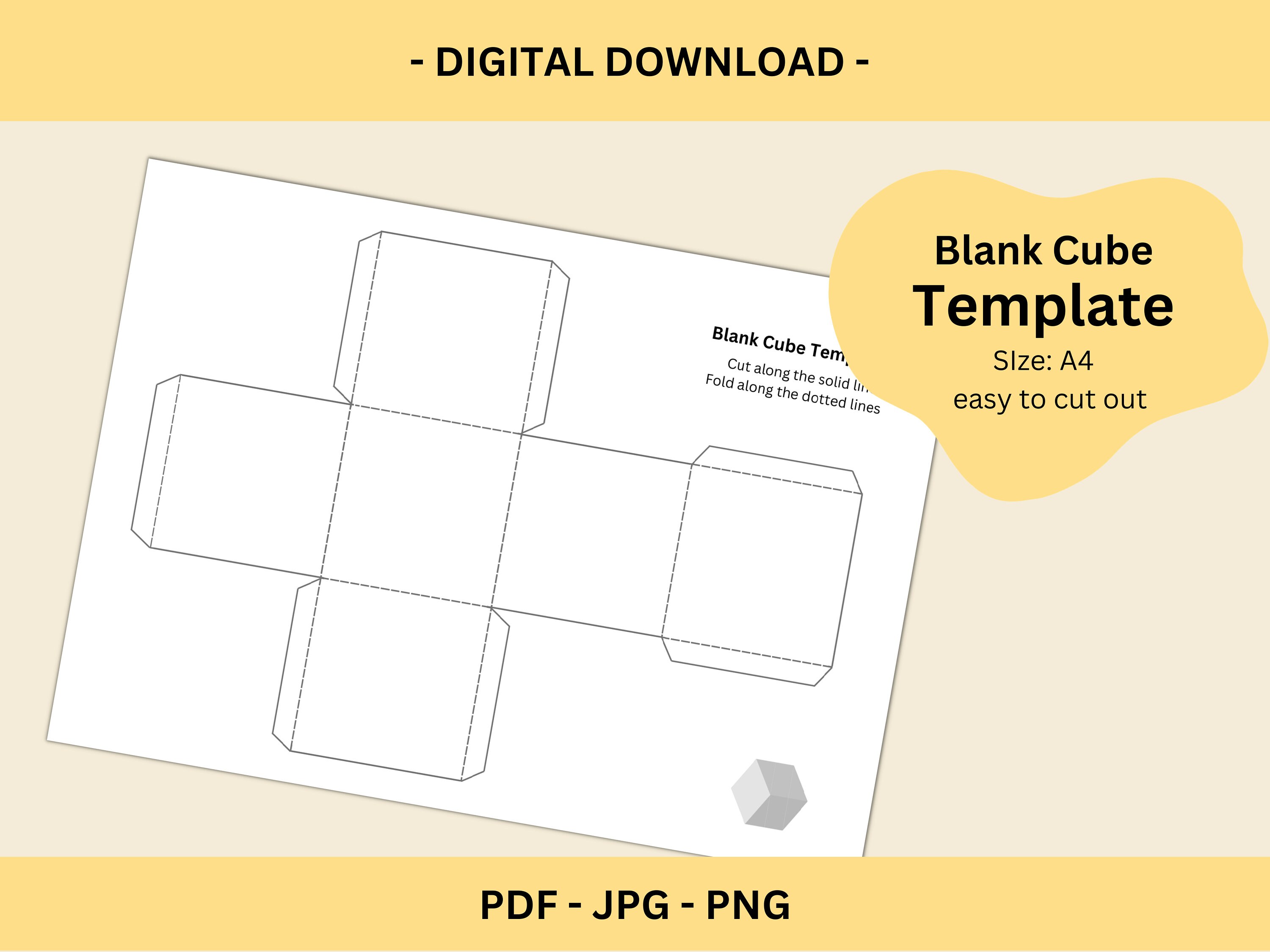 Blank Template for Paper Cube A4 - Etsy