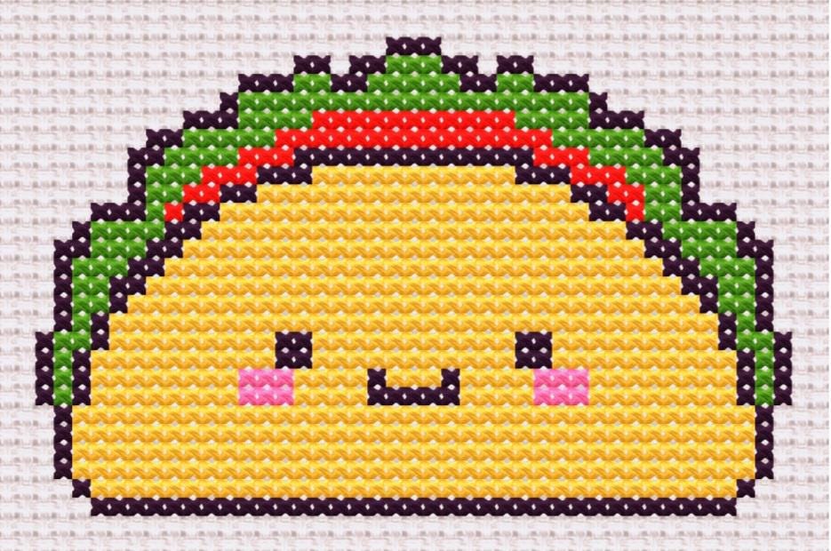 Timmy the Taco PDF Mini Cross Stitch Pattern 14ct - Etsy