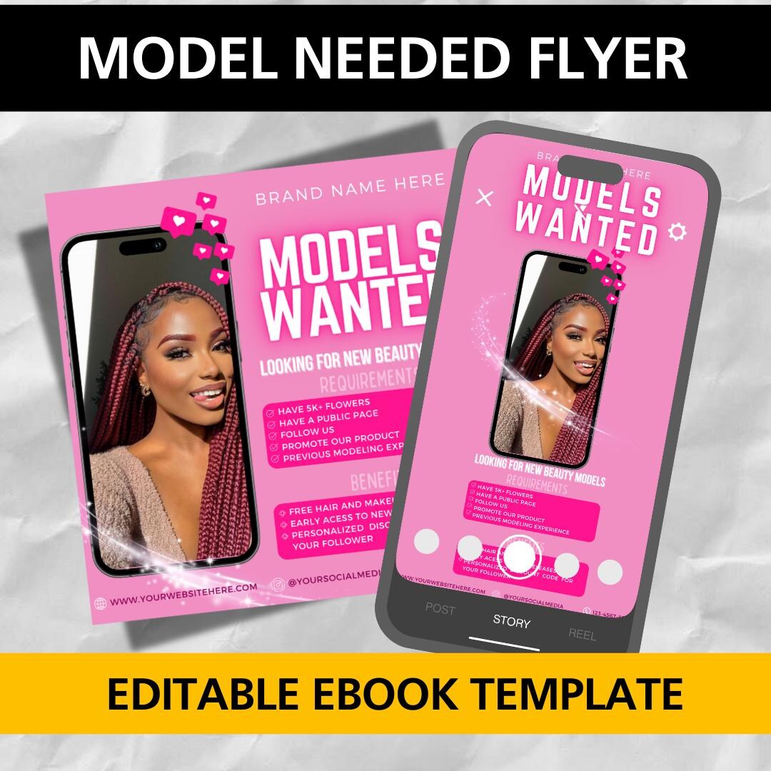 Models Wanted Flyer, Beauty Models Needed Flyer, Wanted Brand ...