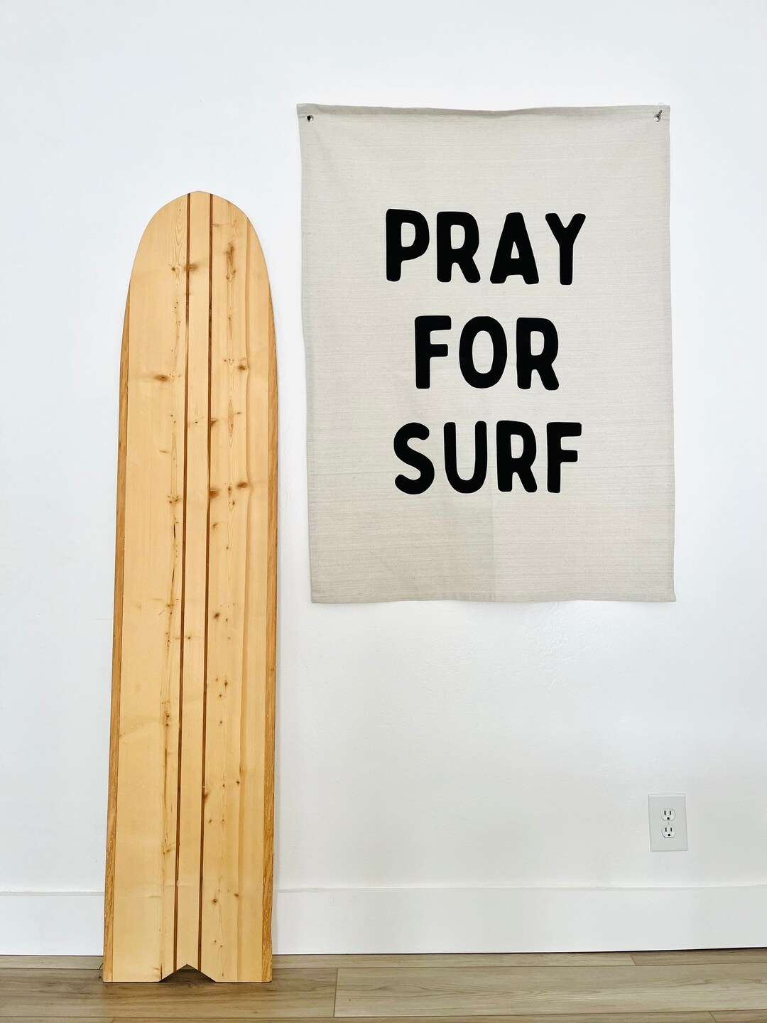 Large Pray for Surf Canvas Wall Flag Wall Art for Nursery Modern Kids ...