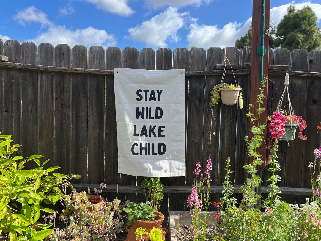Stay Wild Lake Child Canvas Wall Flag Wall Art for Nursery Modern Kids ...