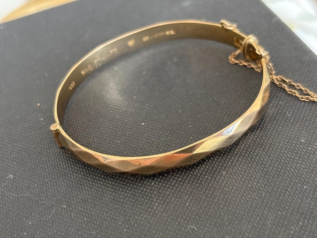 9ct Gold Metal Cored Faceted Bangle Vintage Hinged Classic Bracelet - Etsy