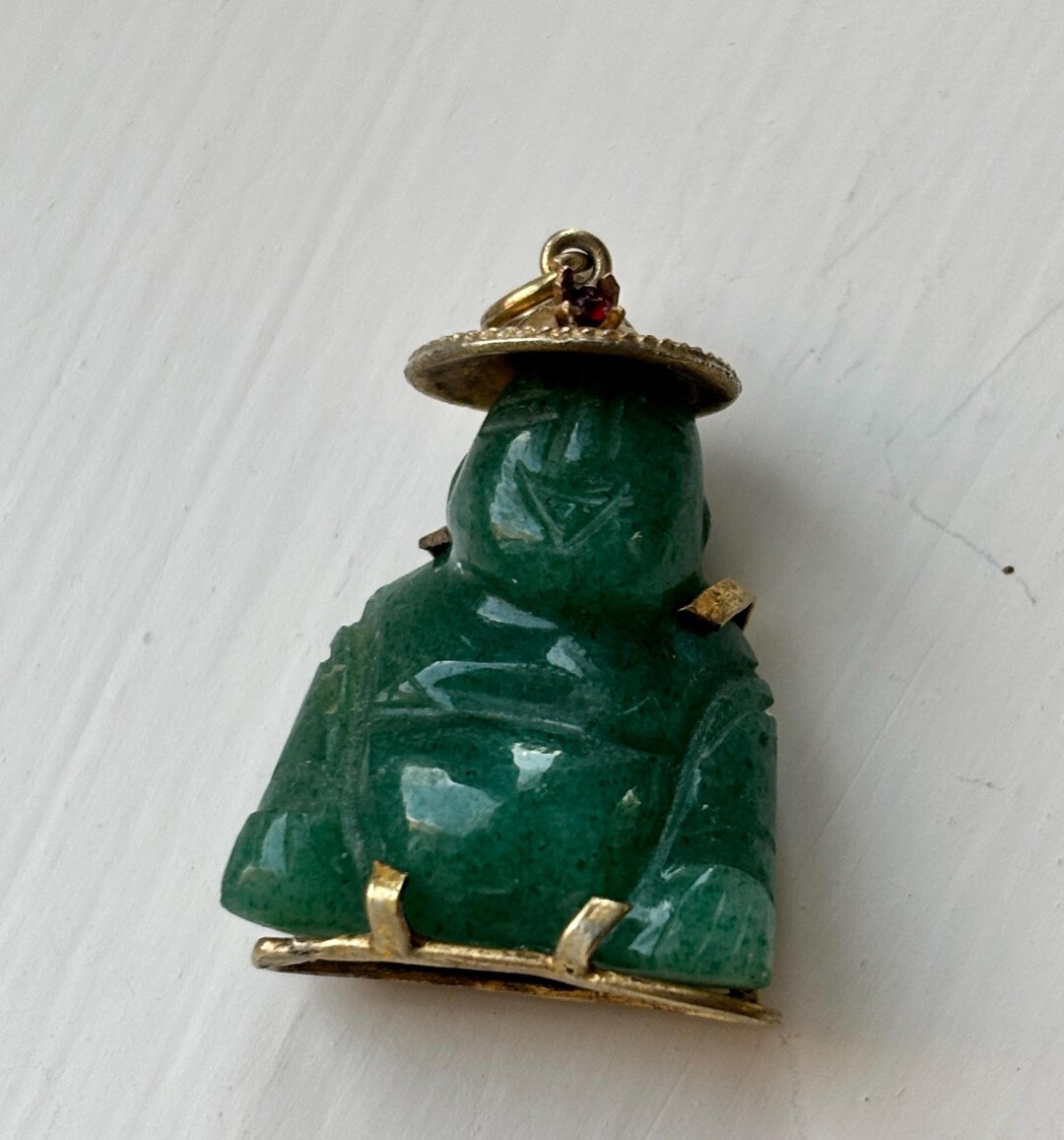 Antique 14ct Gold, Ruby Jade Buddha Hand Carved - Etsy
