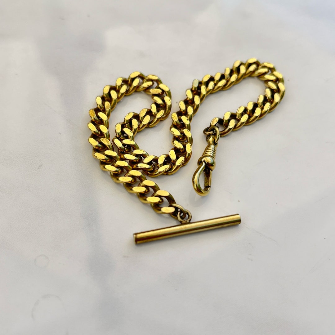 Vintage 9ct Rolled Gold Watch Chain Bracelet With Dog Clip and T Bar - Etsy