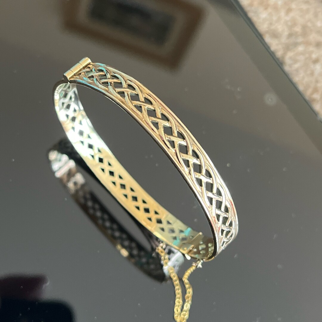9ct Rolled Gold Lattice Bangle Vintage 50 Microns Retro Bracelet - Etsy
