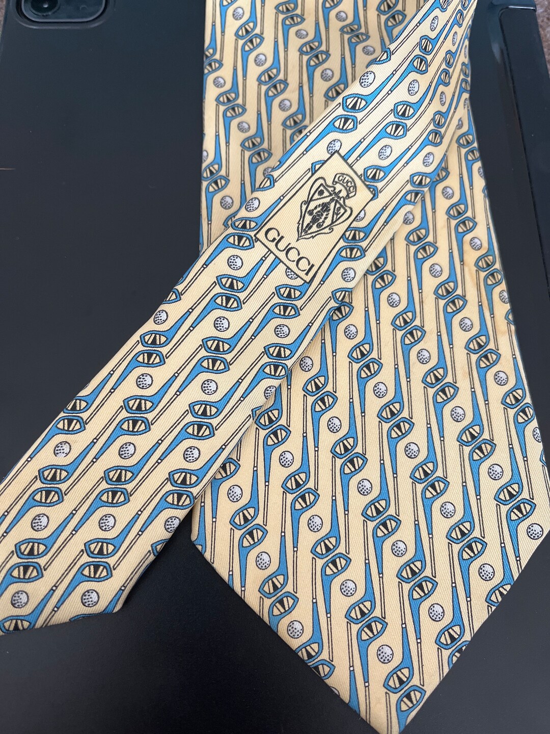 GUCCI Pure Silk Tie Golf Theme - Etsy