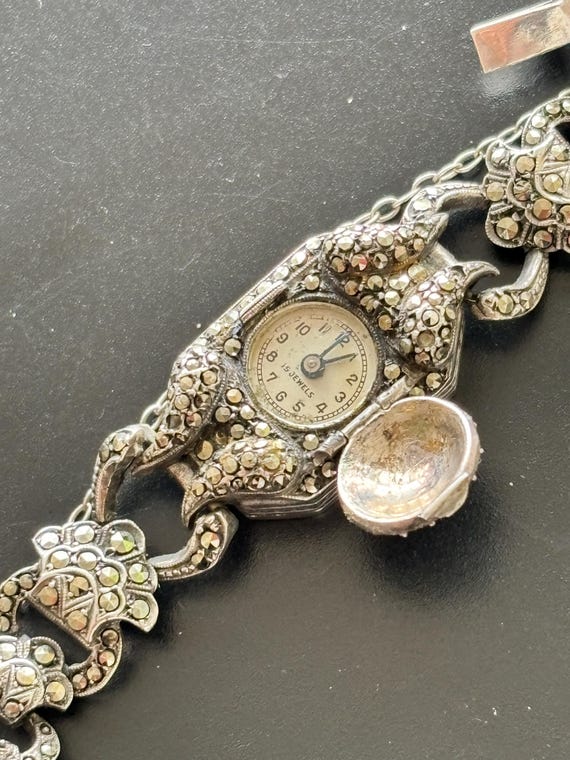 925 Solid Sterling Silver Antique Marcasite Watch Win… - Gem
