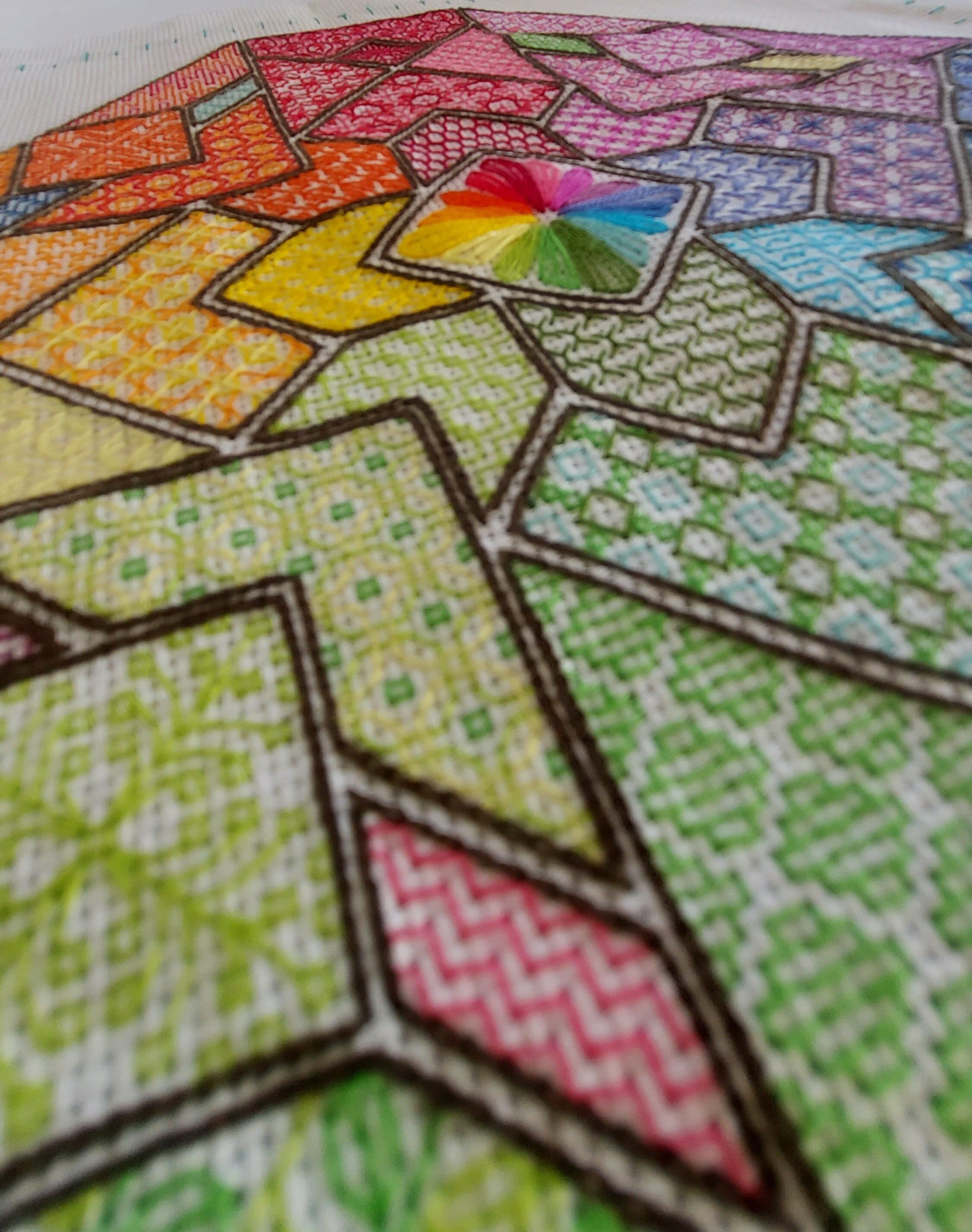 Geometric Rainbow Blackwork Sampler Cross Stitch Pattern - Etsy