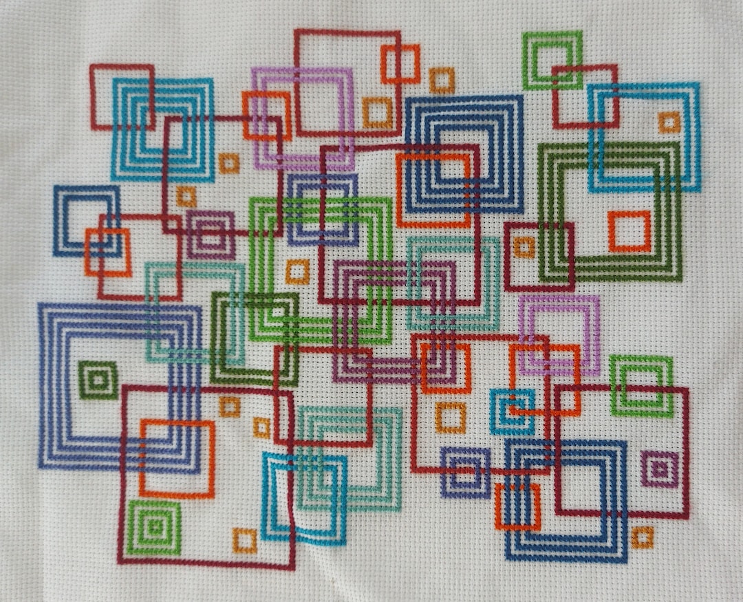 Concentric Squares Cross Stitch Pattern - Quick and Easy - Etsy