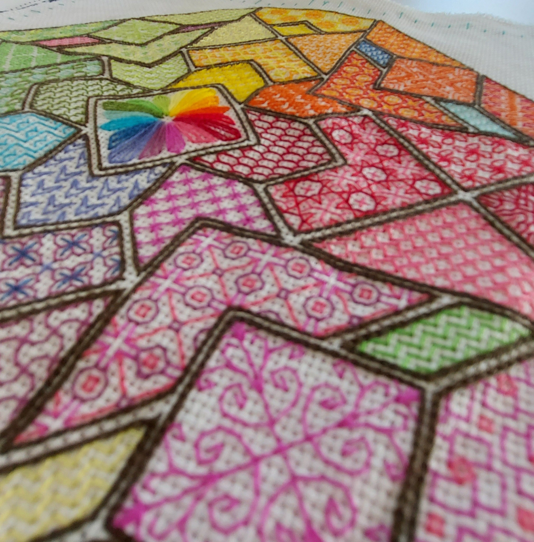 Geometric Rainbow Blackwork Sampler Cross Stitch Pattern - Etsy