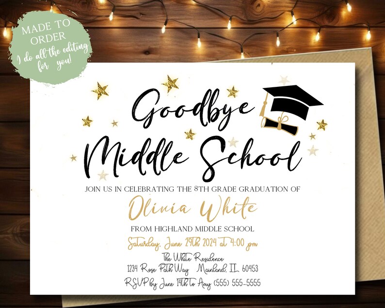 Personalized 8th Grade Graduation Invitation 8th Grade Promotion Good ...