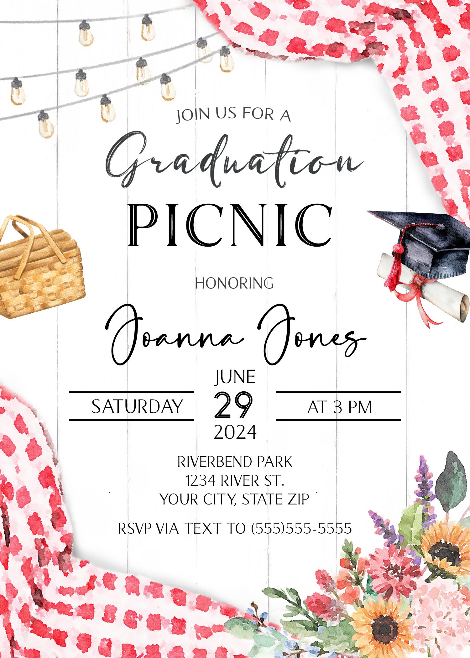 Graduation Party Invitation Picnic Graduation Picnic Personalized - Etsy