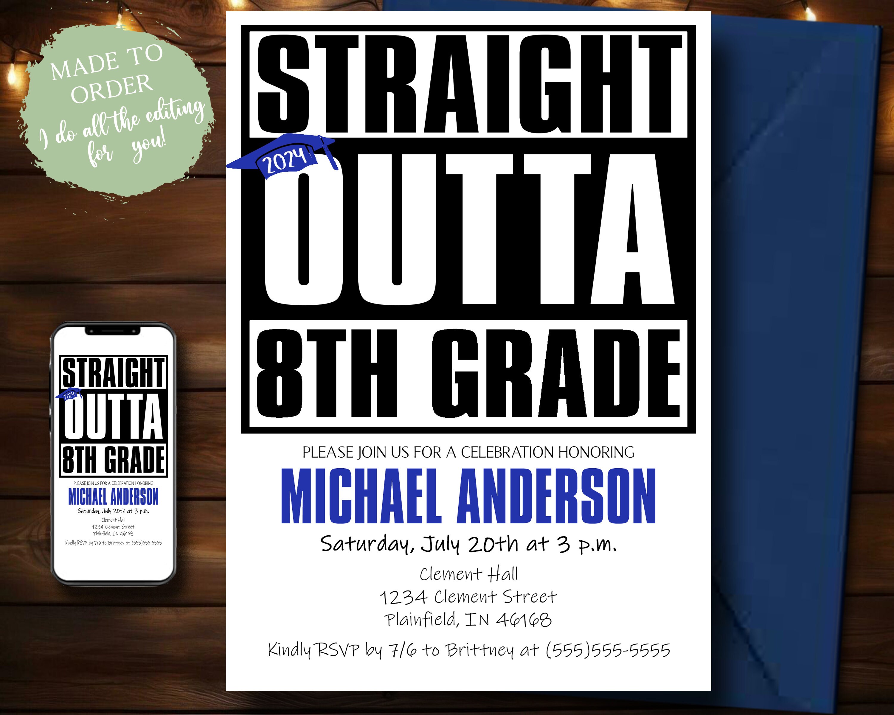 Personalized 8th Grade Graduation Invitation Straight Out of 8th Grade ...