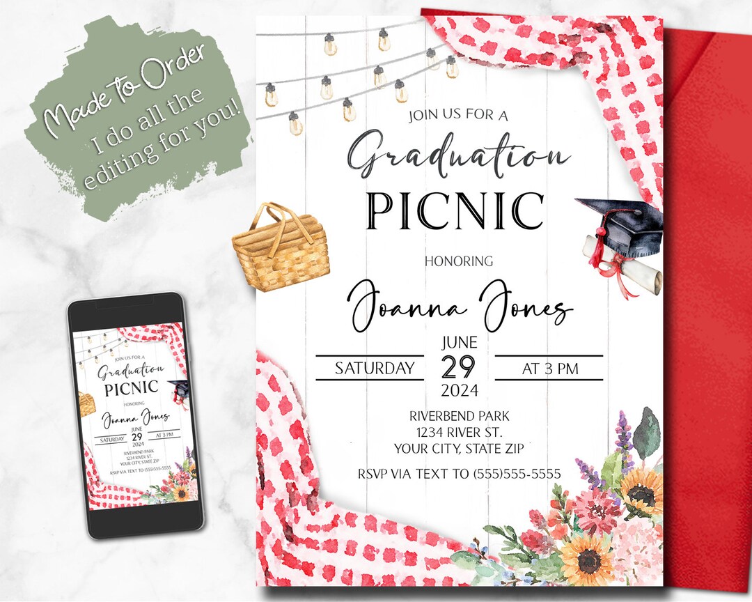 Graduation Party Invitation Picnic Graduation Picnic Personalized - Etsy