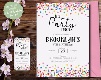 Confetti Birthday Invitation - Etsy