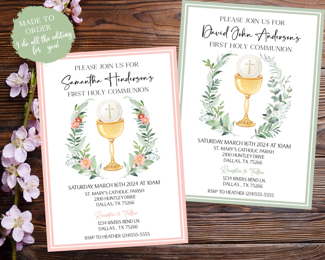 First Communion Invitation for Girl or Boy 1st Communion Digital ...