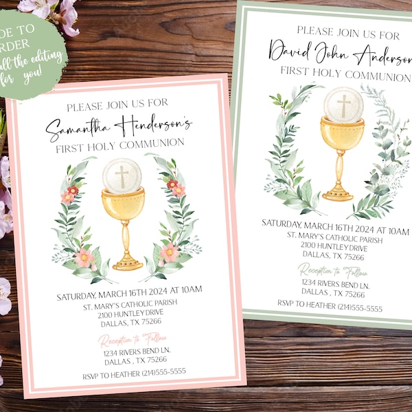 First Communion Invitations - Etsy