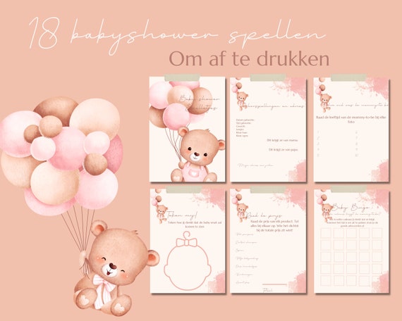 18 Babyshower Spelletjes Invulkaarten Babyshower Meisje - Etsy