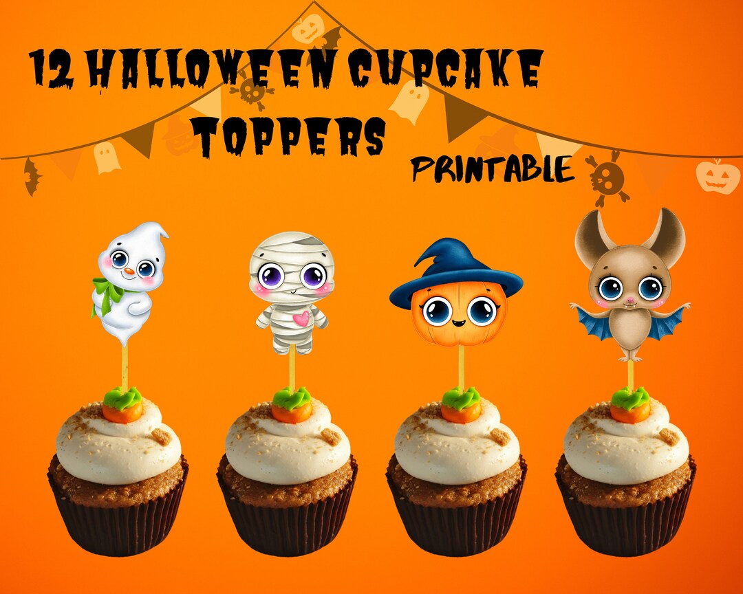 12 Halloween Cupcake Toppers Printable Digital Download Party ...