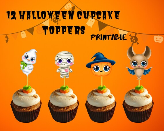 12 Halloween Cupcake Toppers Printable Digital Download Party - Etsy