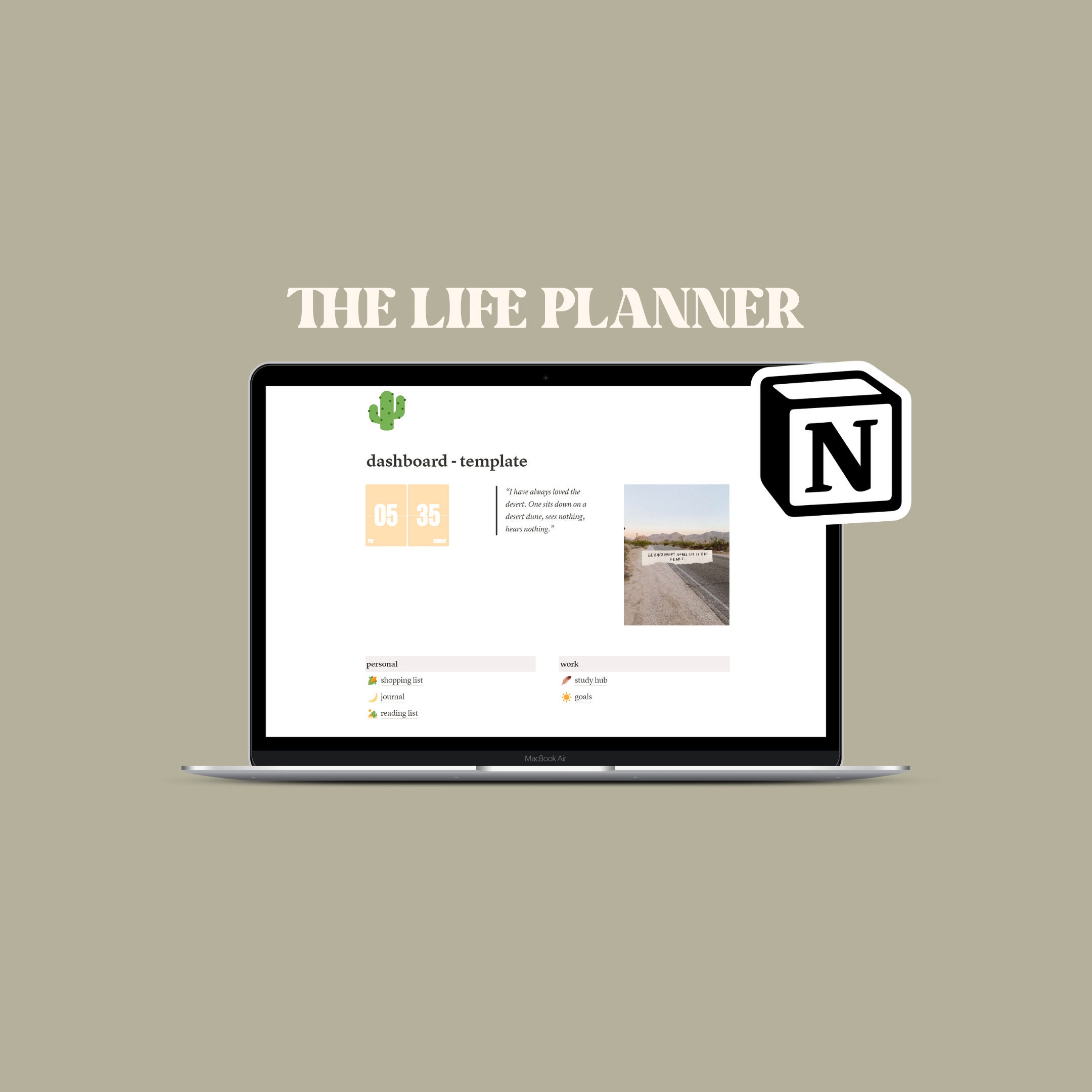 Notion Template Desert Edition - Notion Template Life Planner | Notion Dashboard, Notion Planner ...