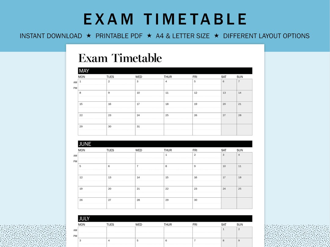 Exam Prep Planner Exam Timetable Exam Calendar 2023 Exam - Etsy