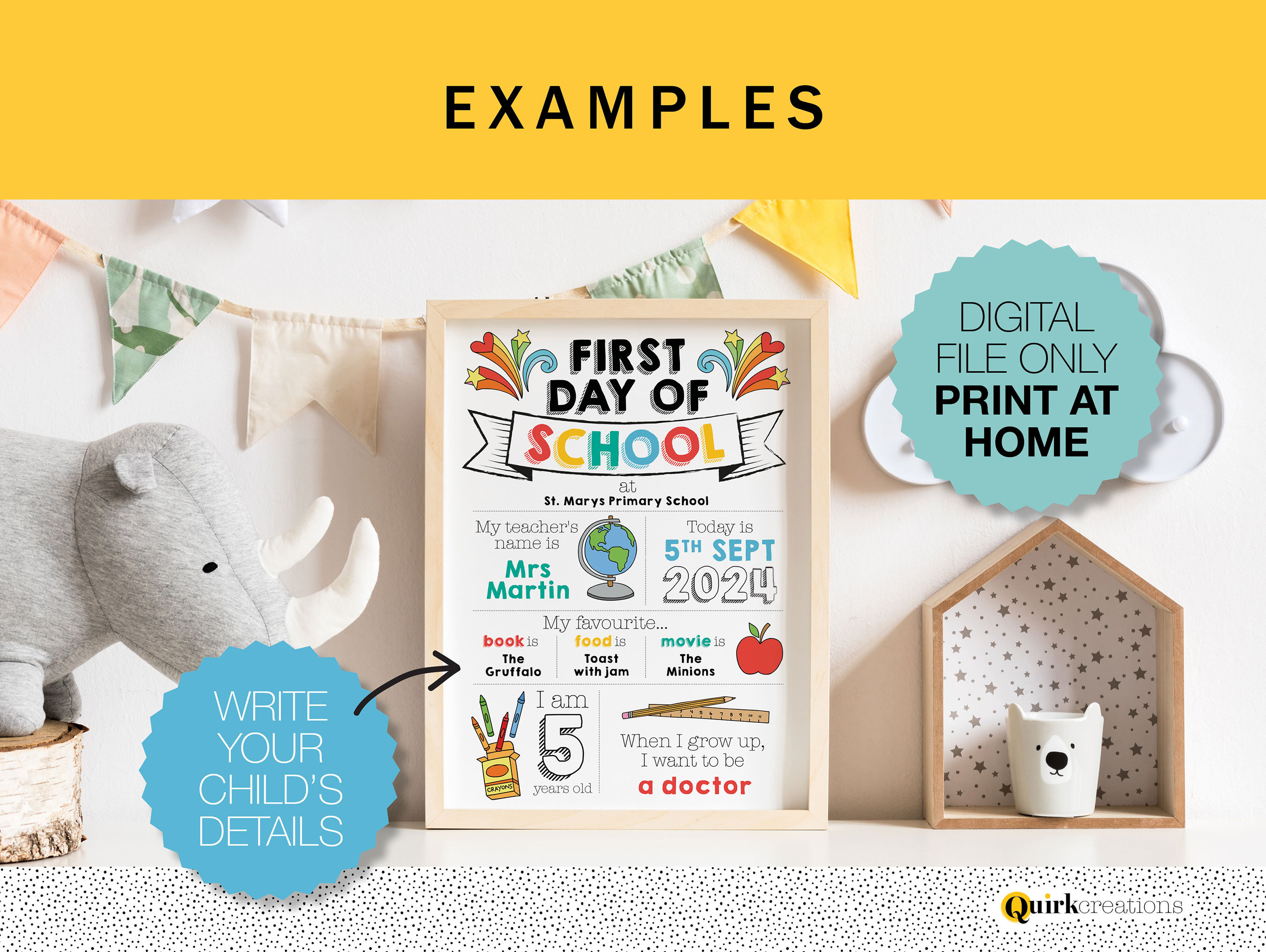 First Day of School Printable, Starting Kindy Printable, First Day of ...