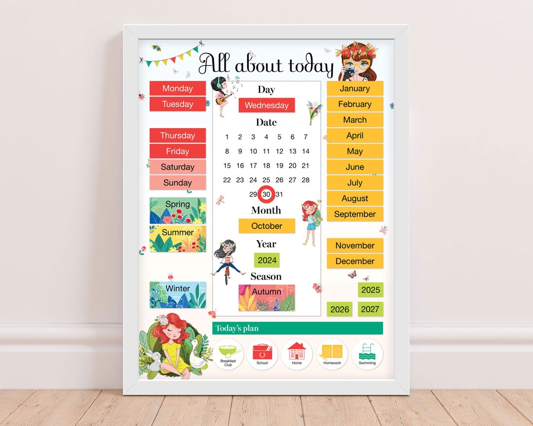 Magnetic Calendar for Kids: Daily Routine Chart, Visual Timetable - Etsy