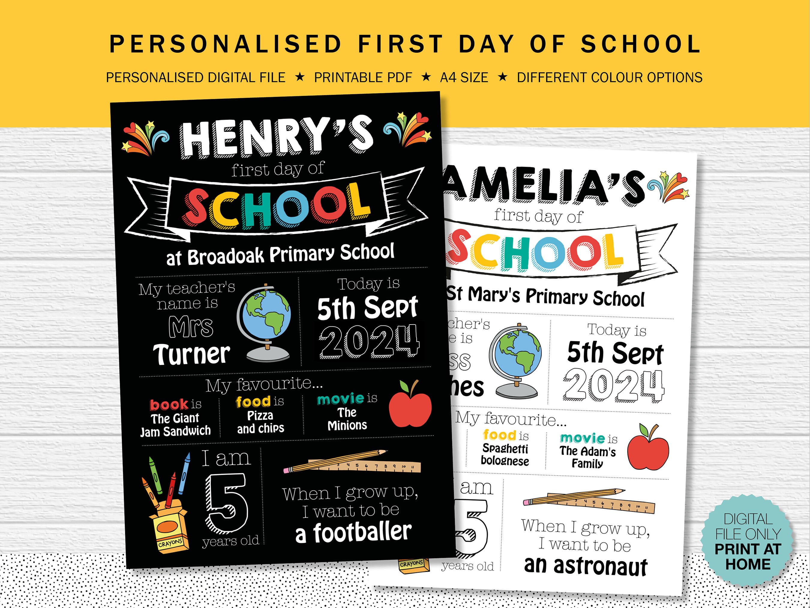 First Day of School Personalised Print, Starting Kindy Printable, First ...