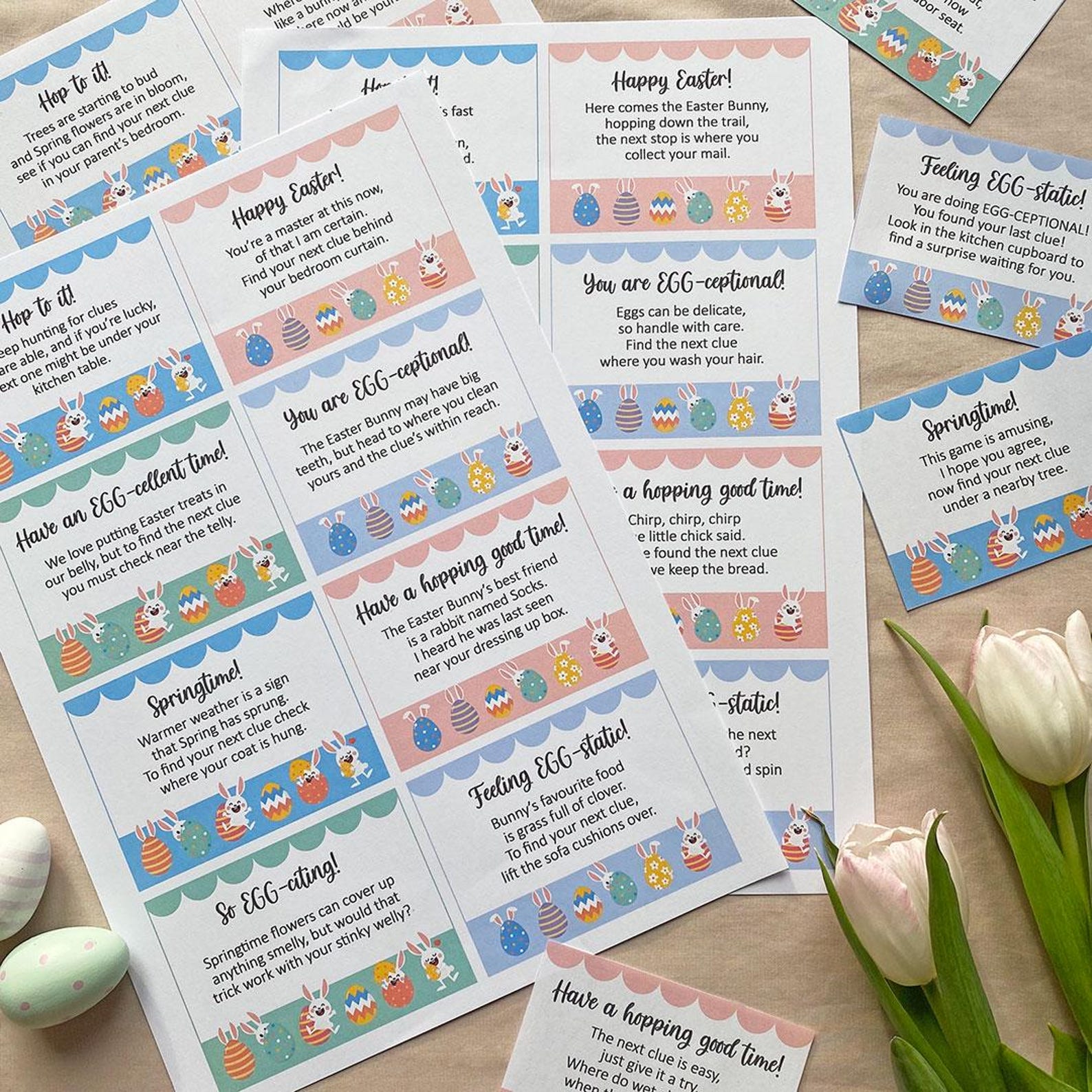 Easter Egg Scavenger Hunt Clue Cards, Easter Egg Hunt Clues, Easter ...
