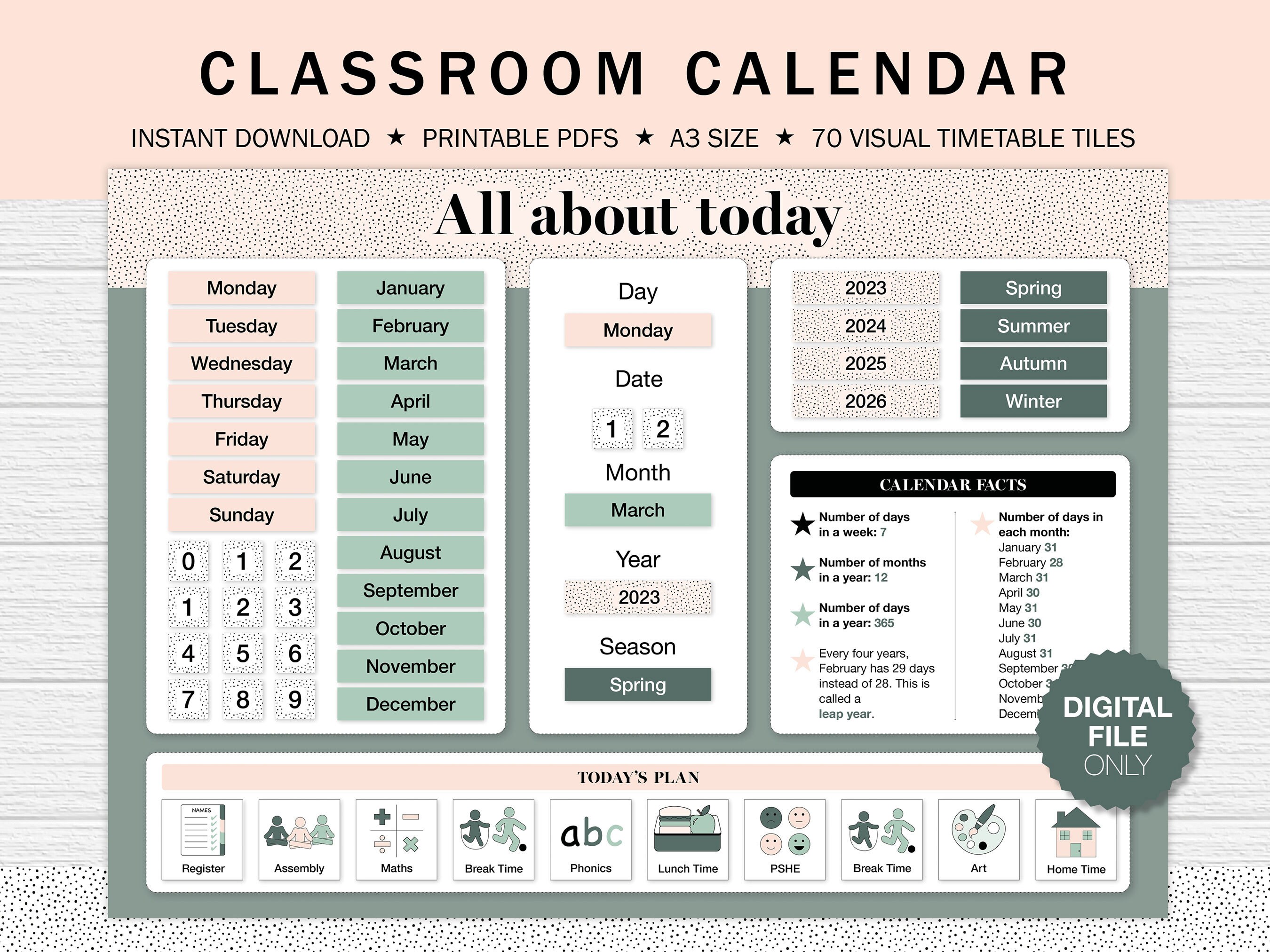 Classroom Calendar Display Class Visual Timetable Eyfs - Etsy