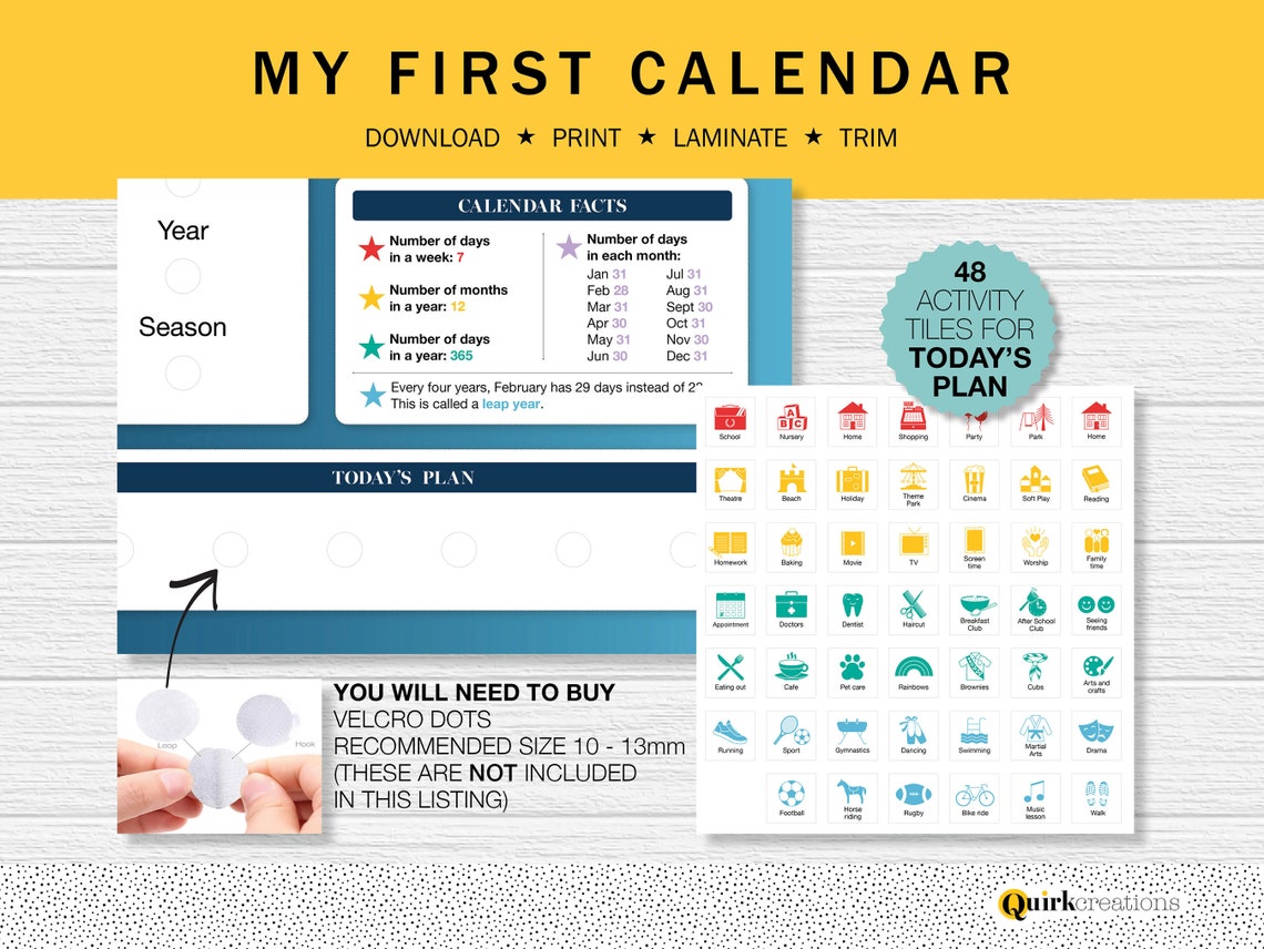 Printable Calendar for Kids, Daily Routine Chart, Childrens First ...