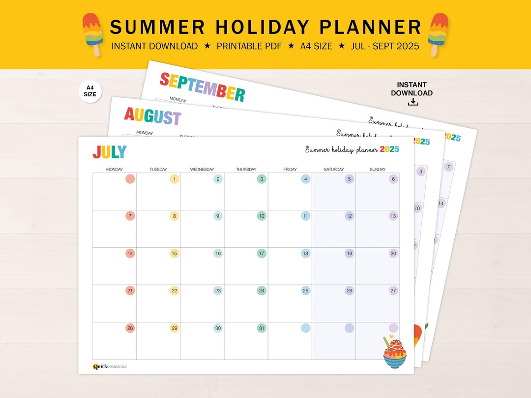 Kids Summer Planner 2025, Summer Holiday Planner Printable, School ...