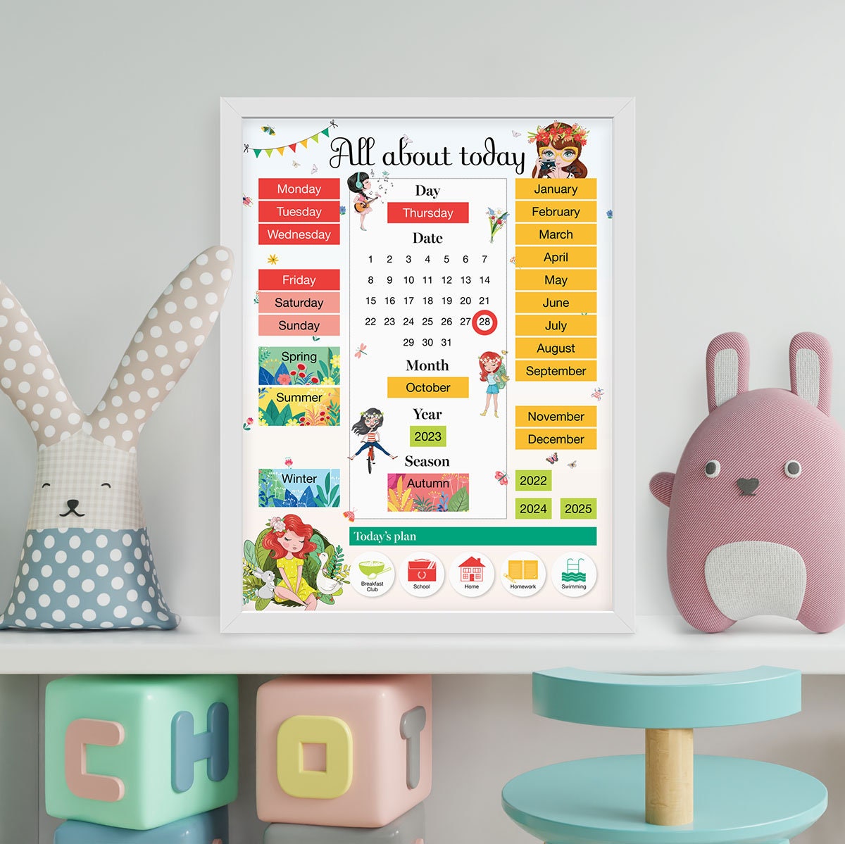 Learning Calendar Magnetic Calendar for Kids Childrens - Etsy