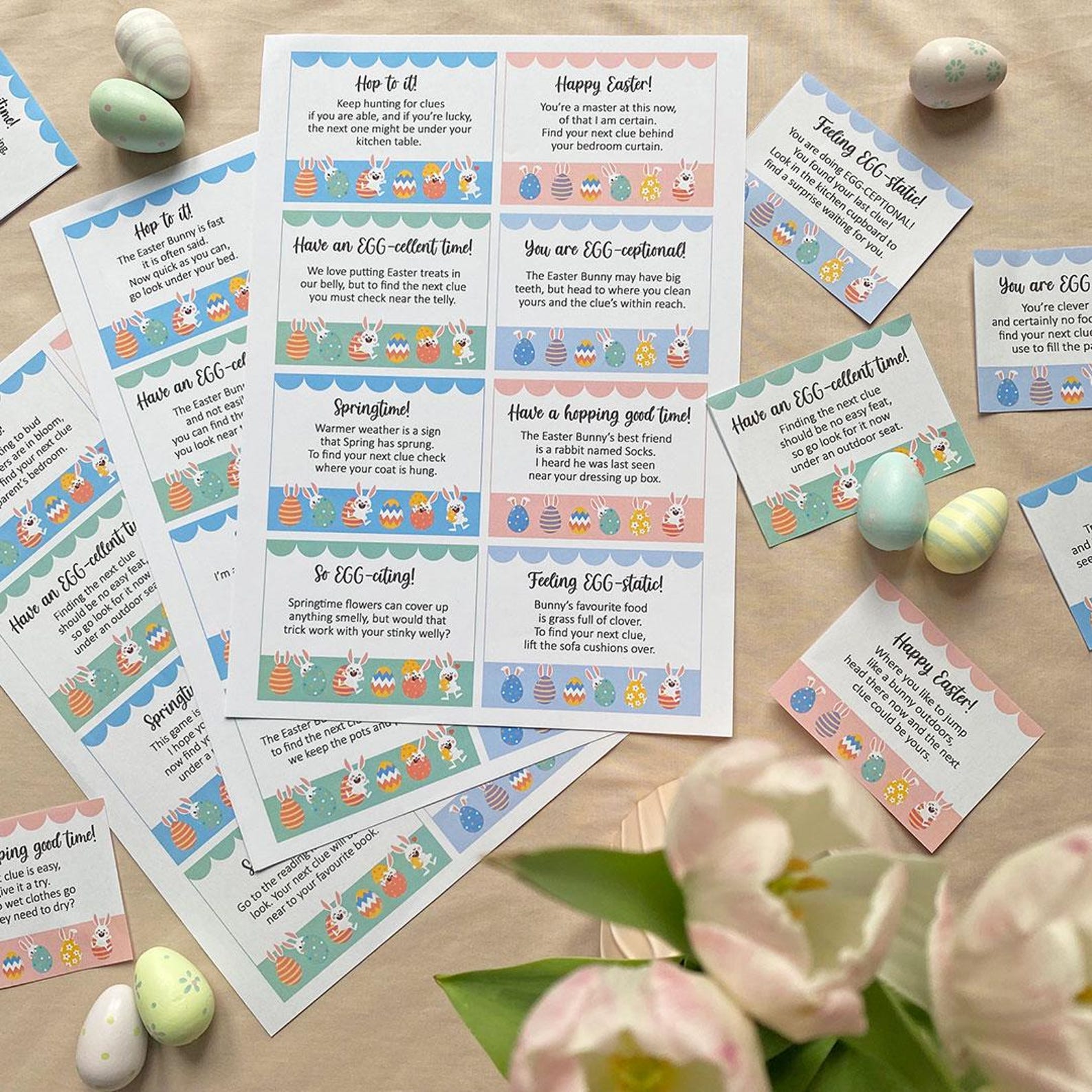Easter Egg Scavenger Hunt Clue Cards, Easter Egg Hunt Clues, Easter ...