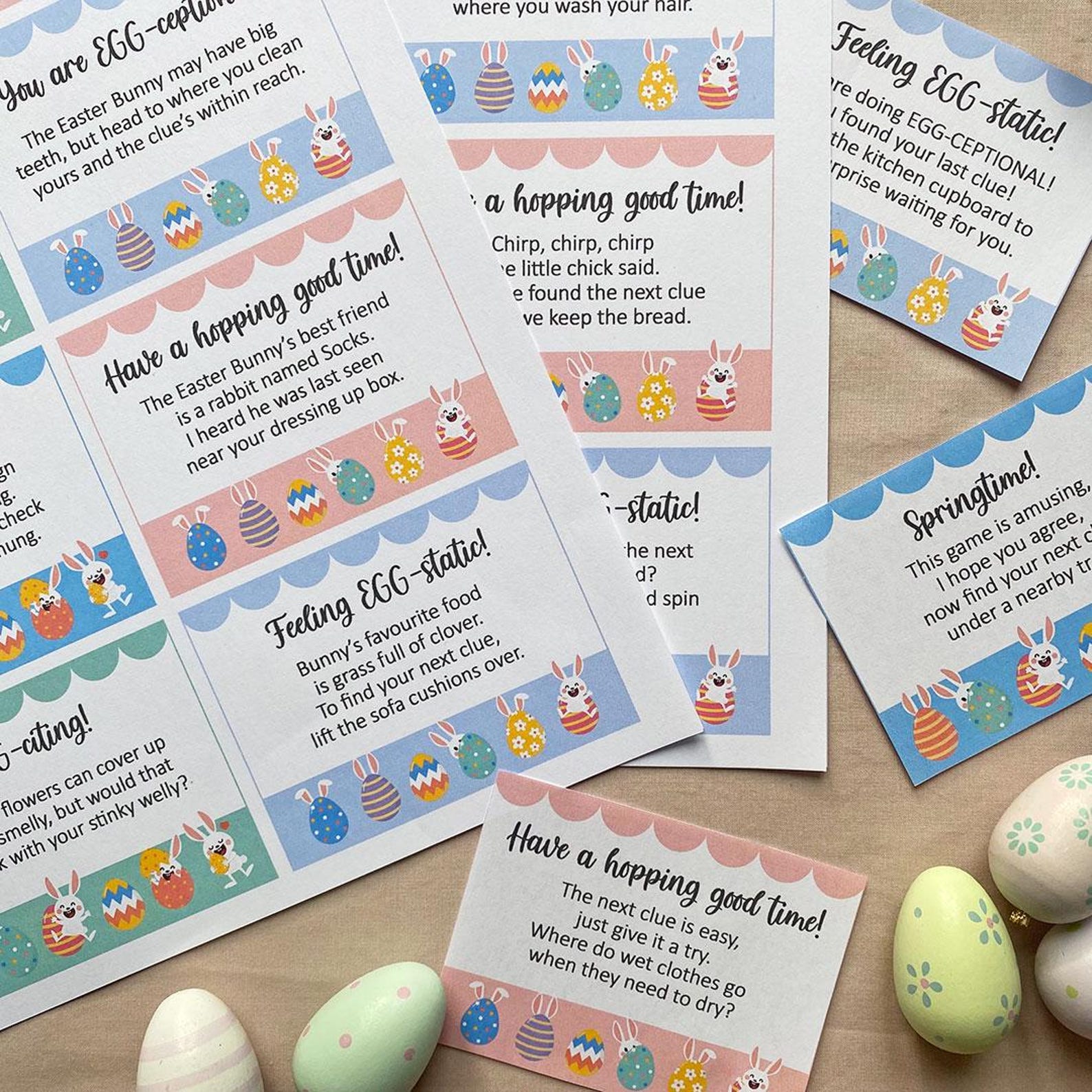 Easter Egg Scavenger Hunt Clue Cards, Easter Egg Hunt Clues, Easter ...