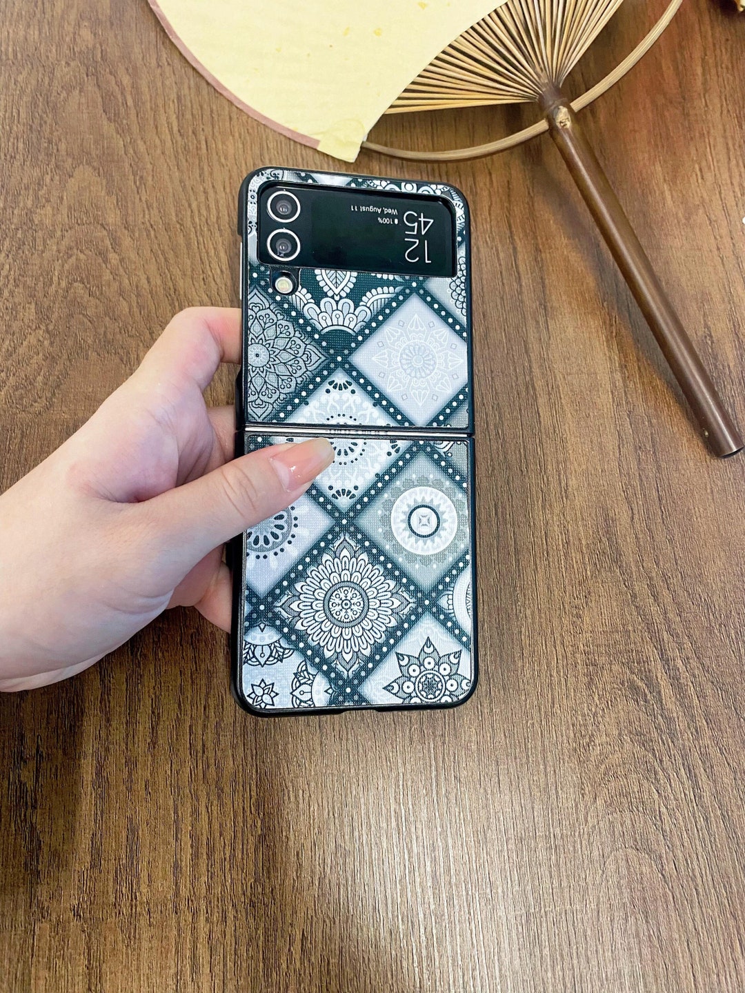Checkered Pattern Folding Phone Case Galaxy Z Flip 3/flip - Etsy